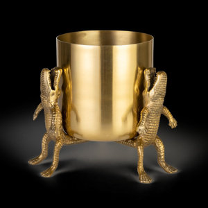 Daum Animal Universe Snake Green/Gray 8.6" Crystal Table Vase | Perigold