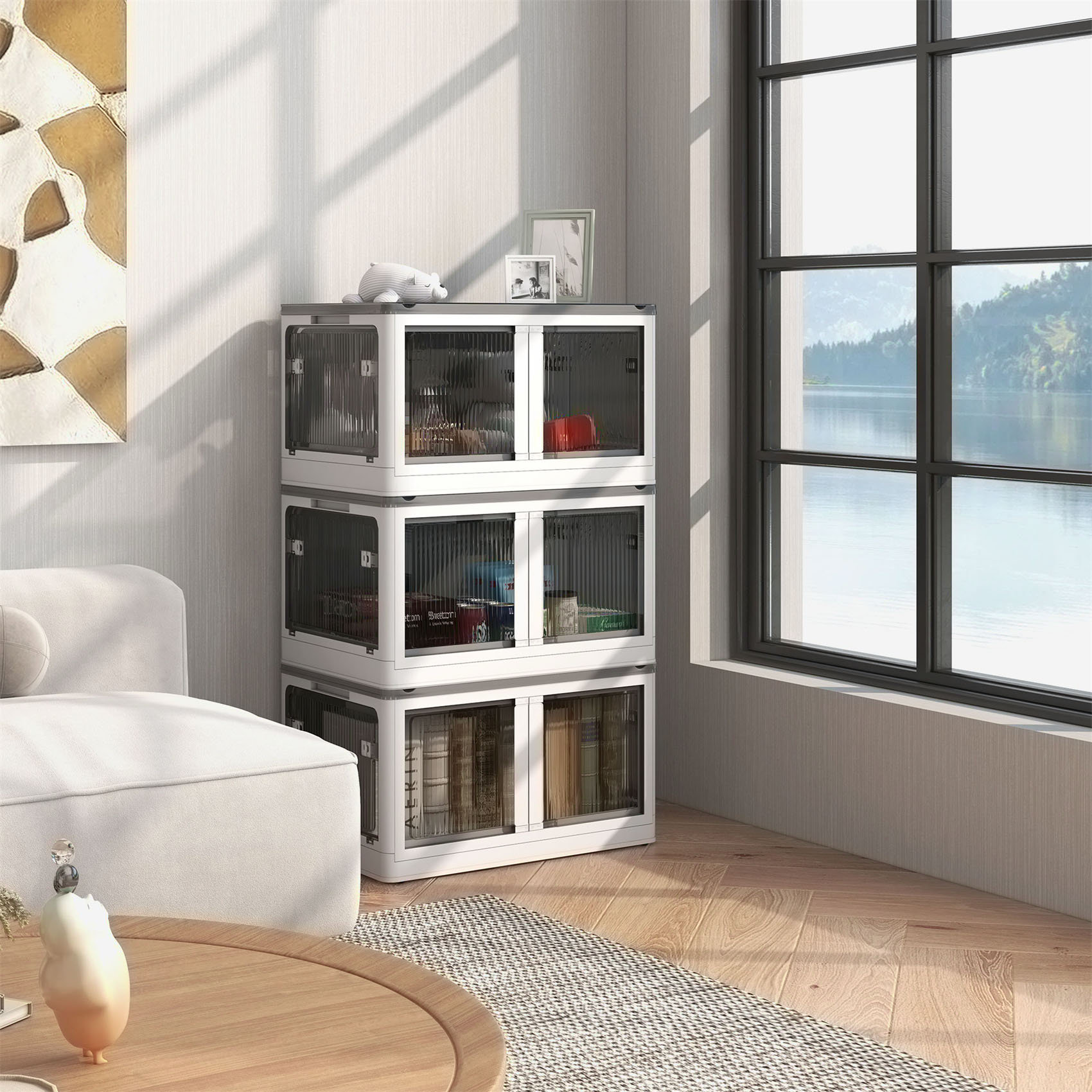 Ebern Designs Plastic Storage Container on Wheels with 5-Sided Access ...