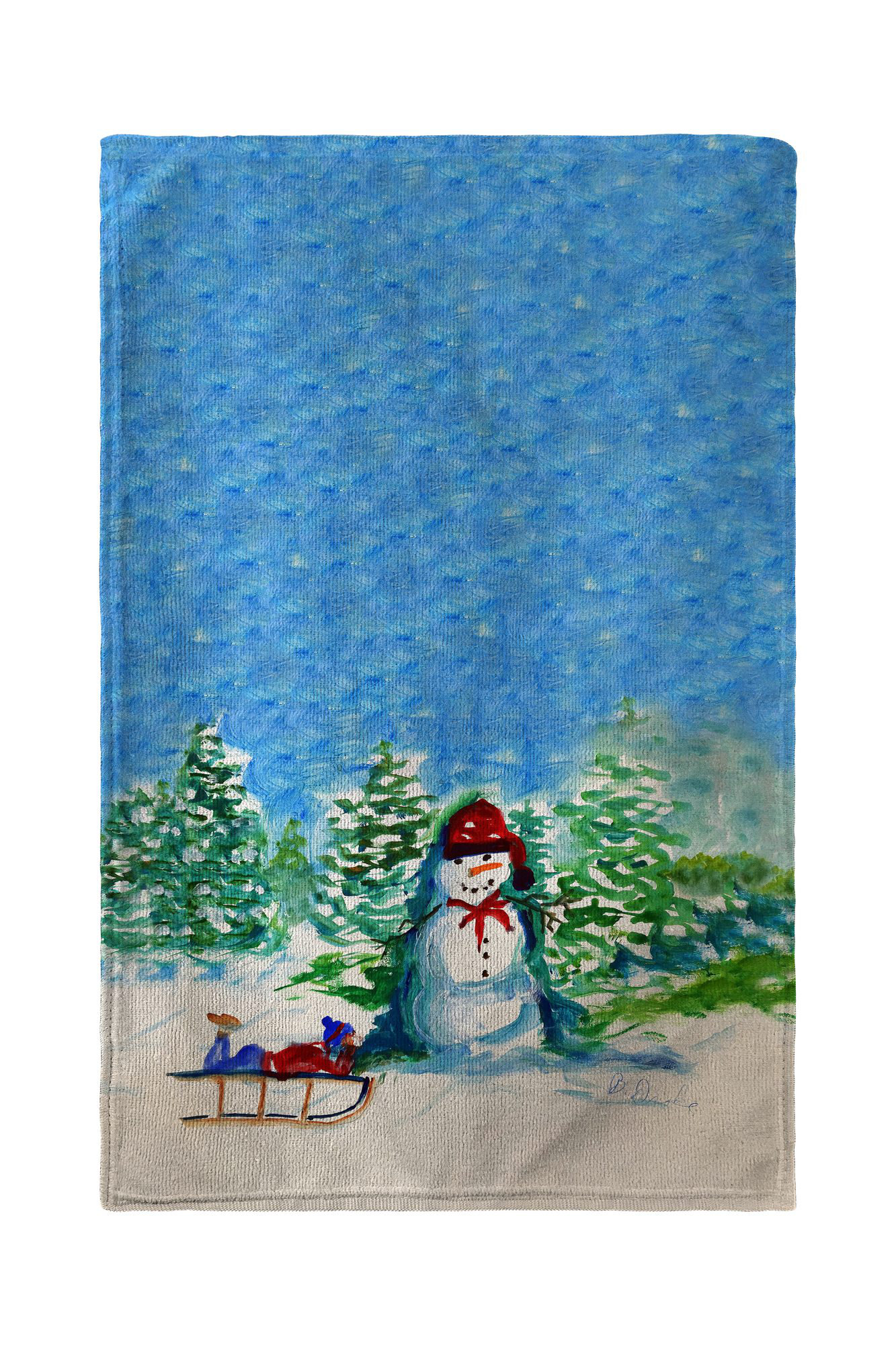 The Holiday Aisle® Snowman and Sled Dish Cloth | Wayfair