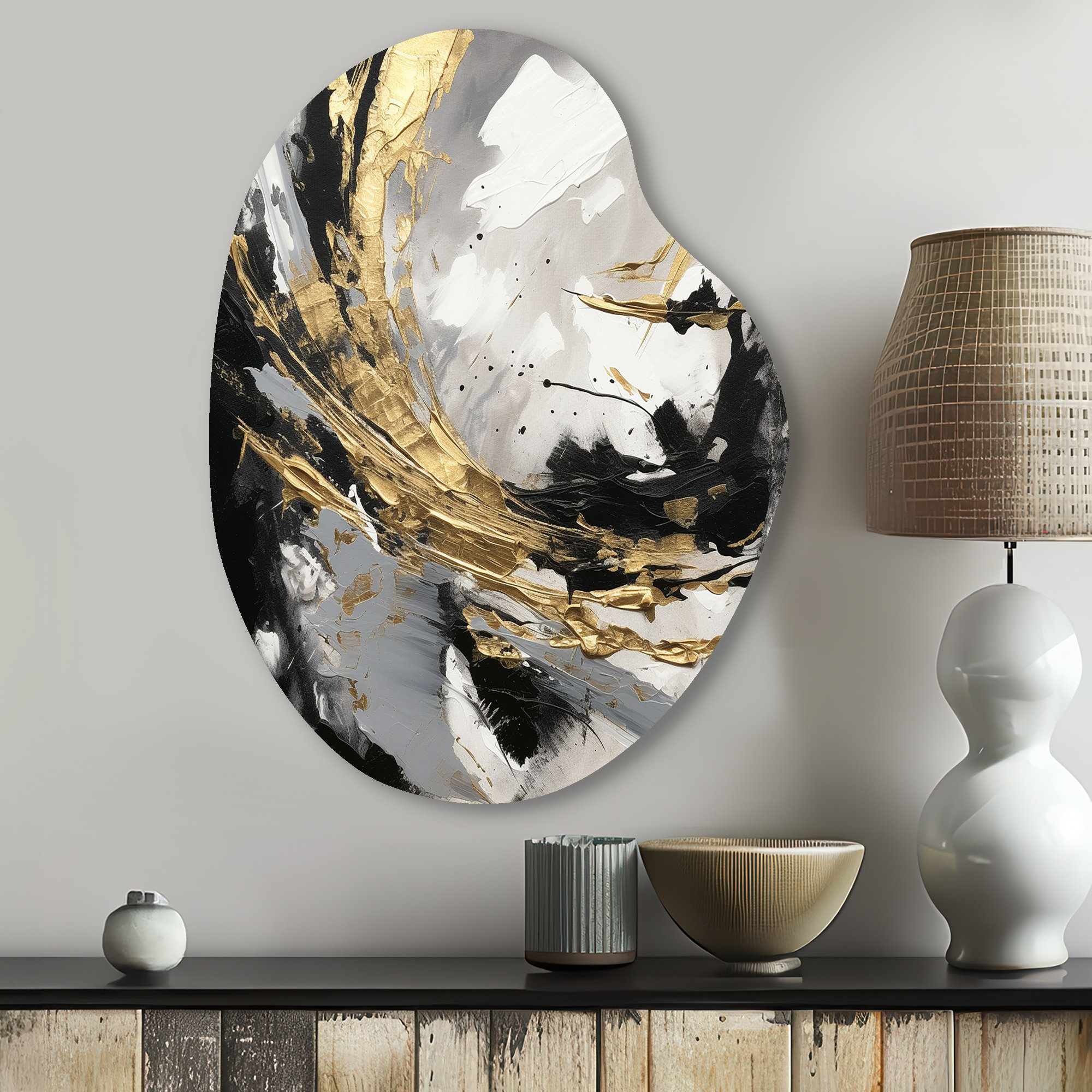 Design Art Mystery Awakening I - Abstract Pear Shape Assymterical Metal ...