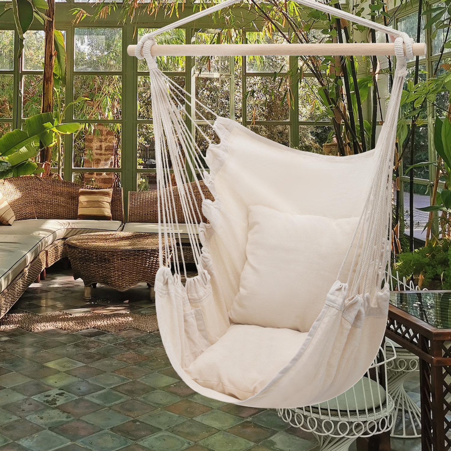Arlmont & Co. Andinoh Indoor Outdoor Hammock Chair Hanging Rope Swing ...