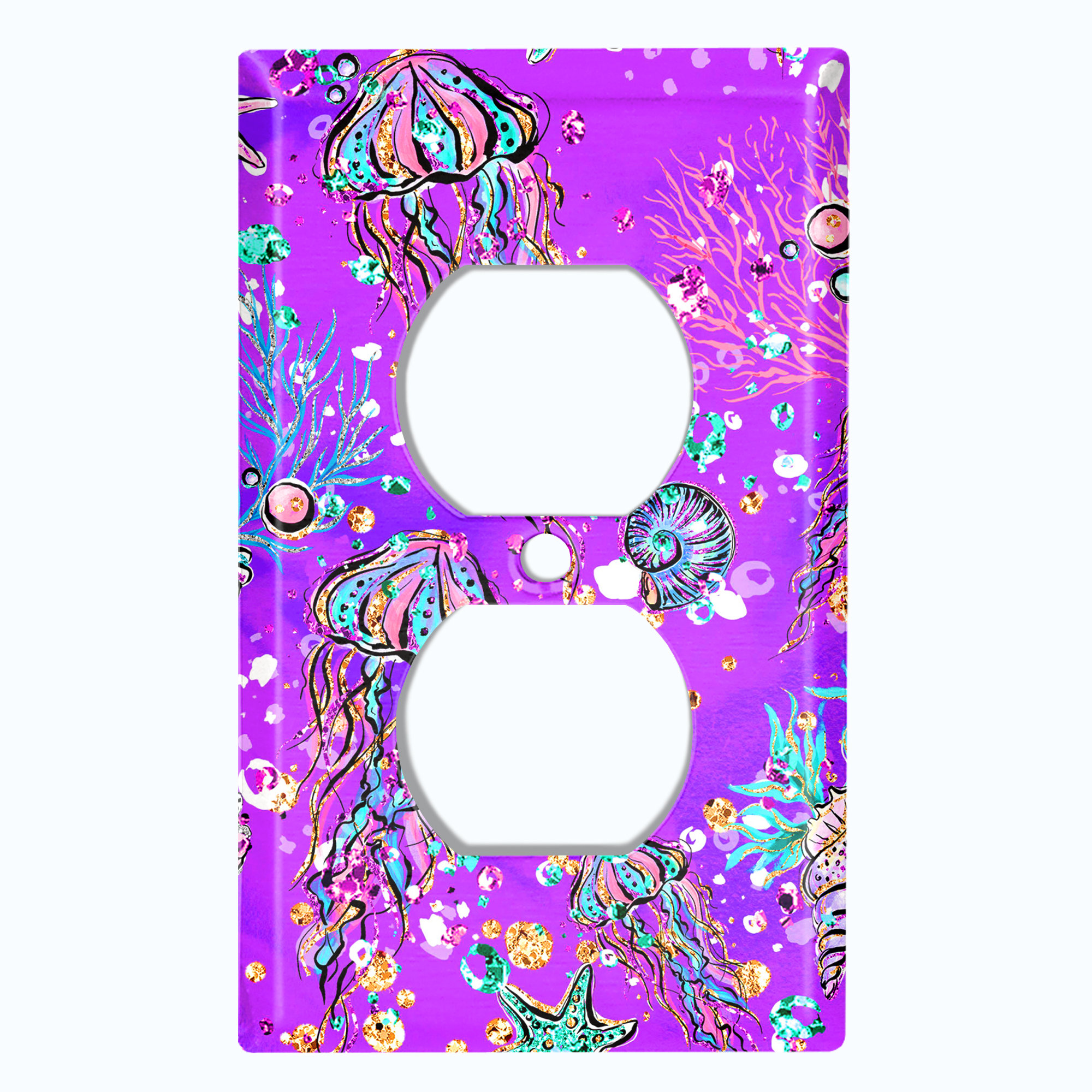 WorldAcc Metal Light Switch Plate Outlet Cover (Jelly Fish Purple Coral ...