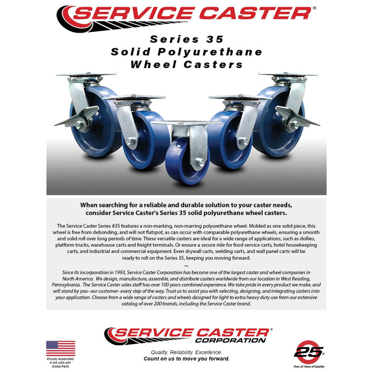 Service Caster Heavy Duty Solid Polyurethane Caster | Wayfair