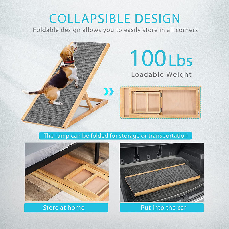 VIVOHOME Destar Wooden Adjustable 40.94" Pet Ramp | Wayfair