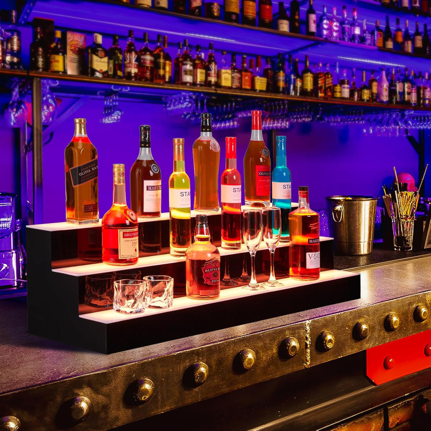 Wrought Studio™ LED Lighted Liquor Bottle Display | Wayfair