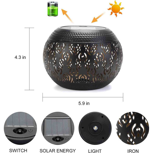 pearlstar 4.3'' Solar Table Lanterns Outdoor Waterproof - Black Peacock ...