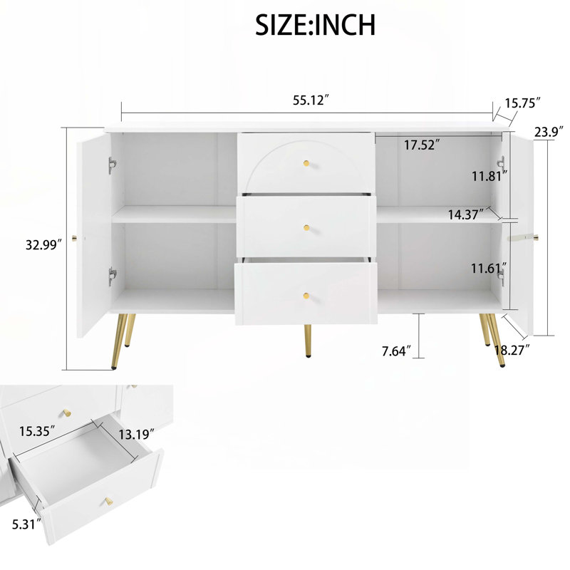 Mercer41 3-Drawer Wood Storage Cabinet | Wayfair