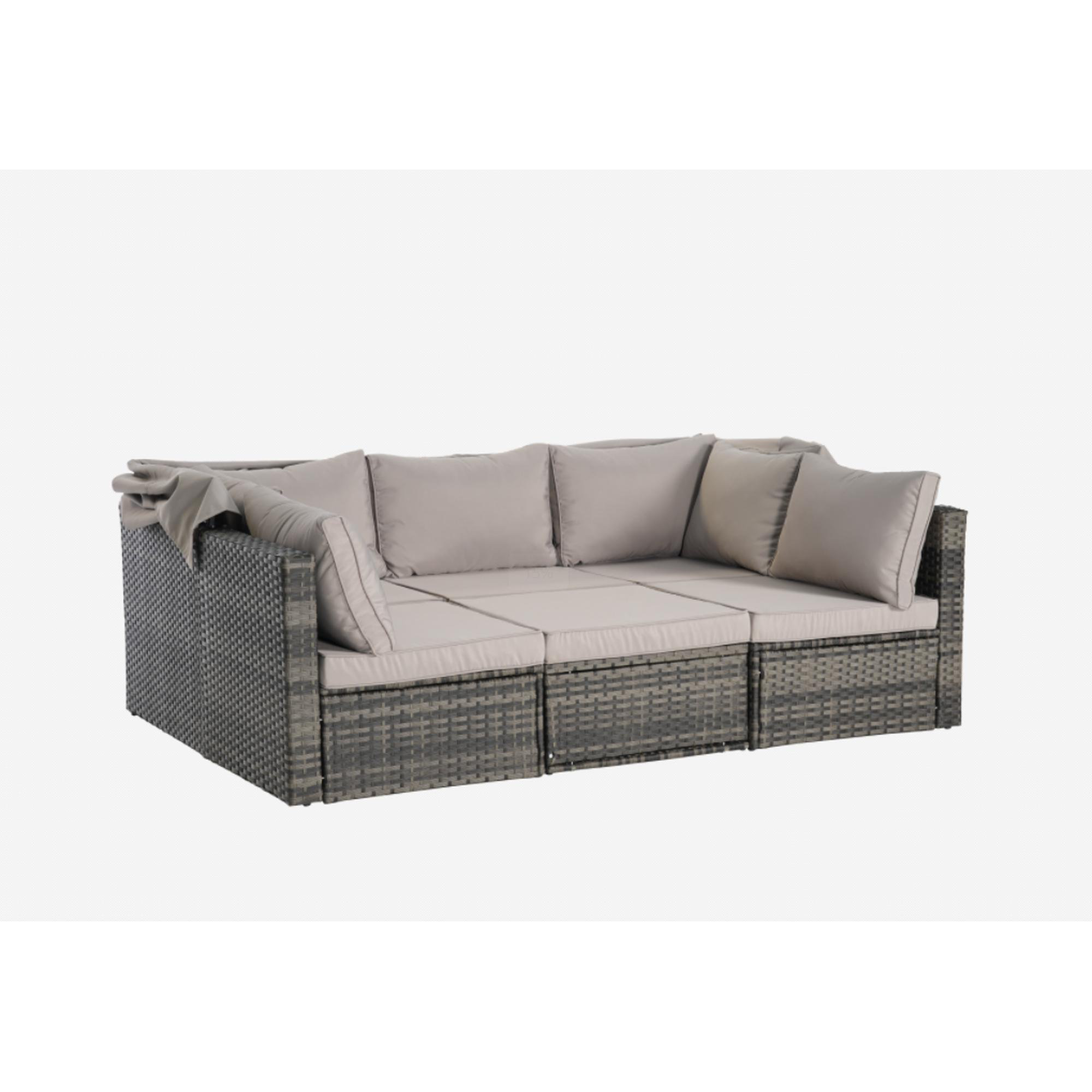 Latitude Run® Outdoor sectional daybed with canopy | Wayfair