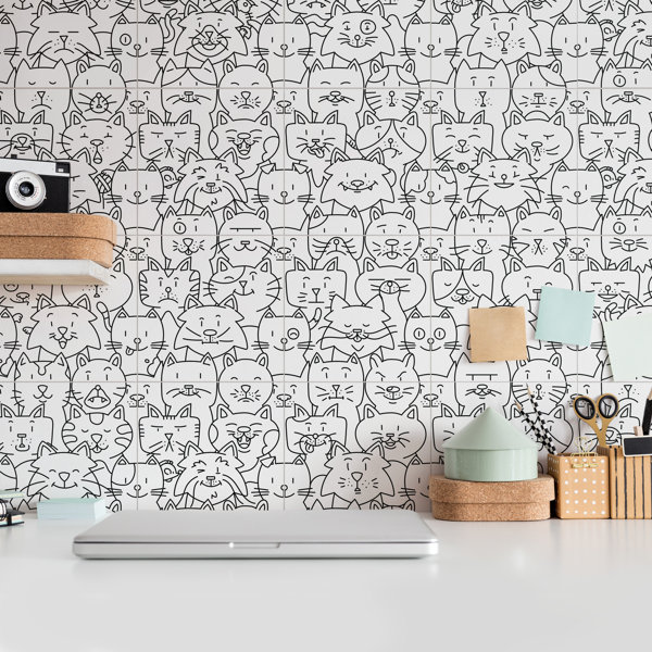 Merola Tile Oh My Cat 10" x 10" Porcelain Patterned Wall & Floor Tile ...