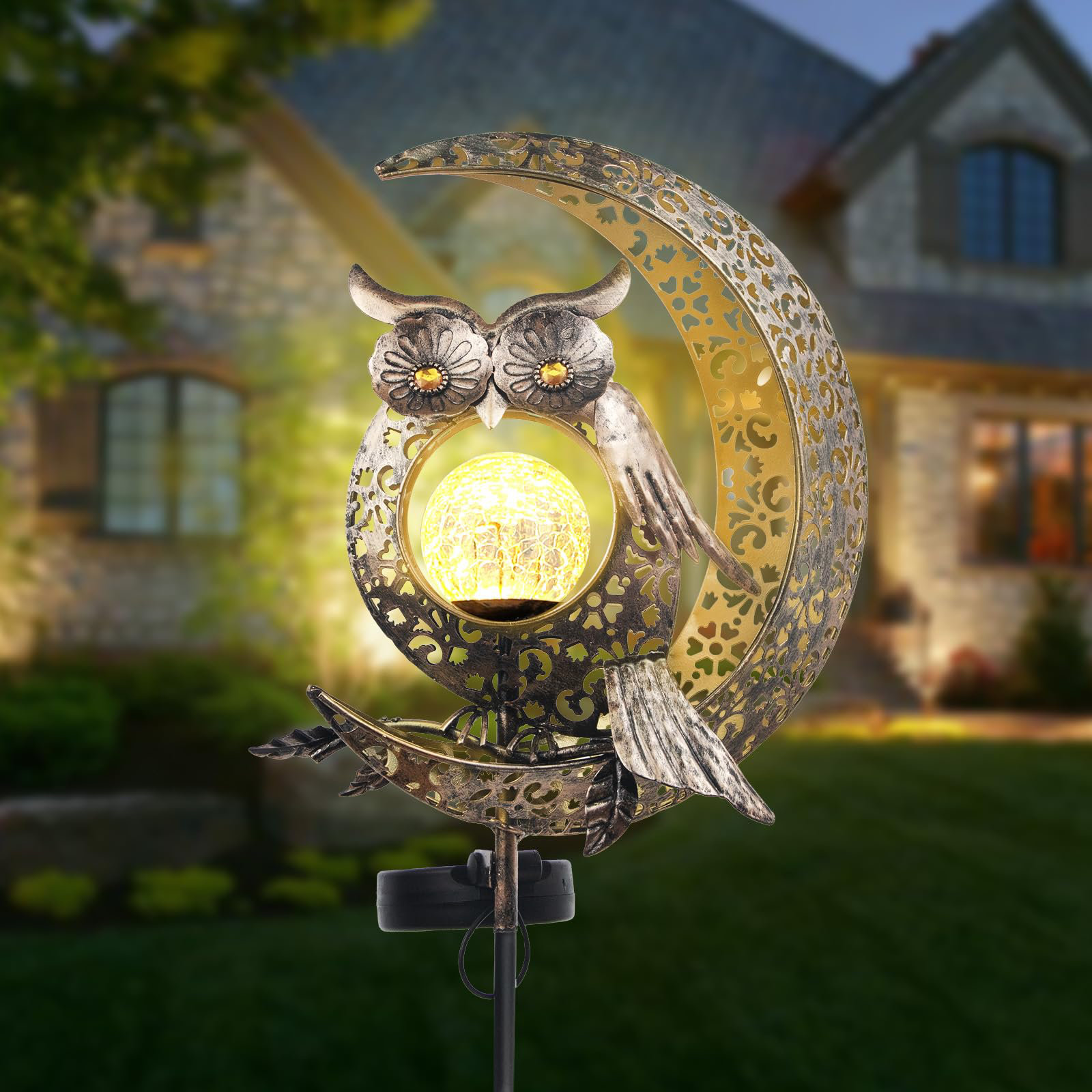 Arlmont & Co. Owl Solar Lights Outdoor Garden, Outdoor Waterproof ...