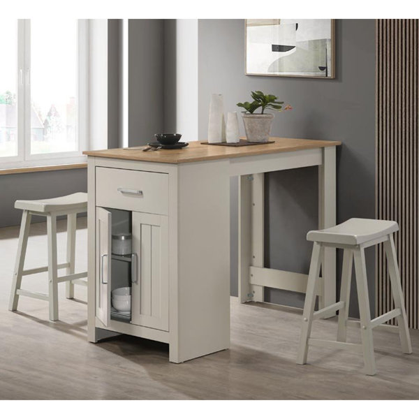 Winston Porter Rectangle Counter Height Dining Table With Storage In ...