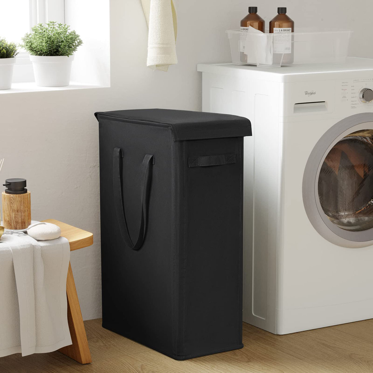 Latitude Run® 60L Slim Laundry Hamper With Lid Narrow Laundry Basket ...