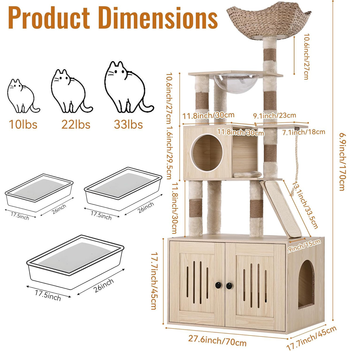 Tucker Murphy Pet™ Cat Tree With Litter Box Enclosure, Hidden Washroom ...