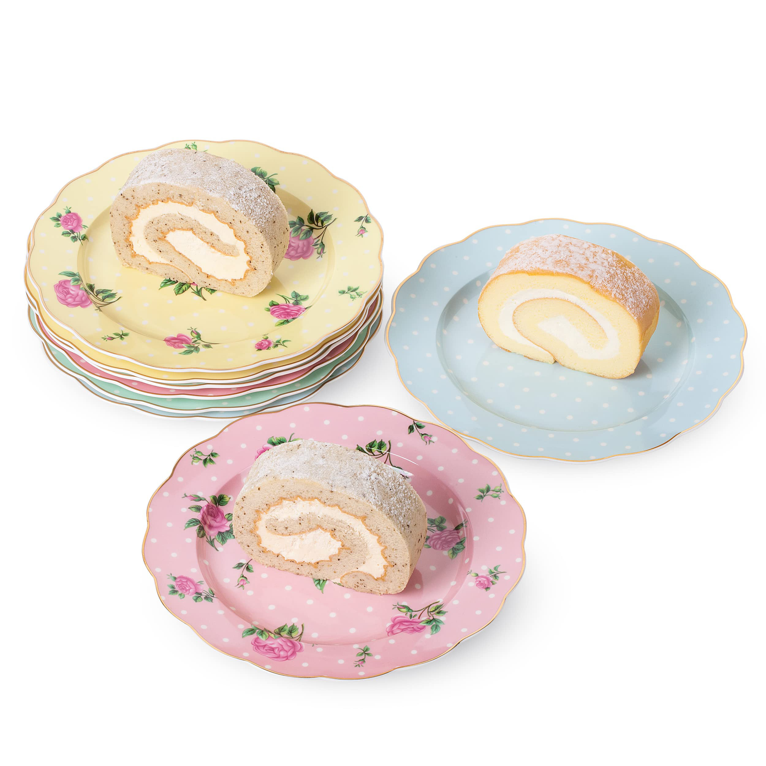 Red Barrel Studio® Porcelain Floral Plates, Royal Dessert Plates, 8 ...