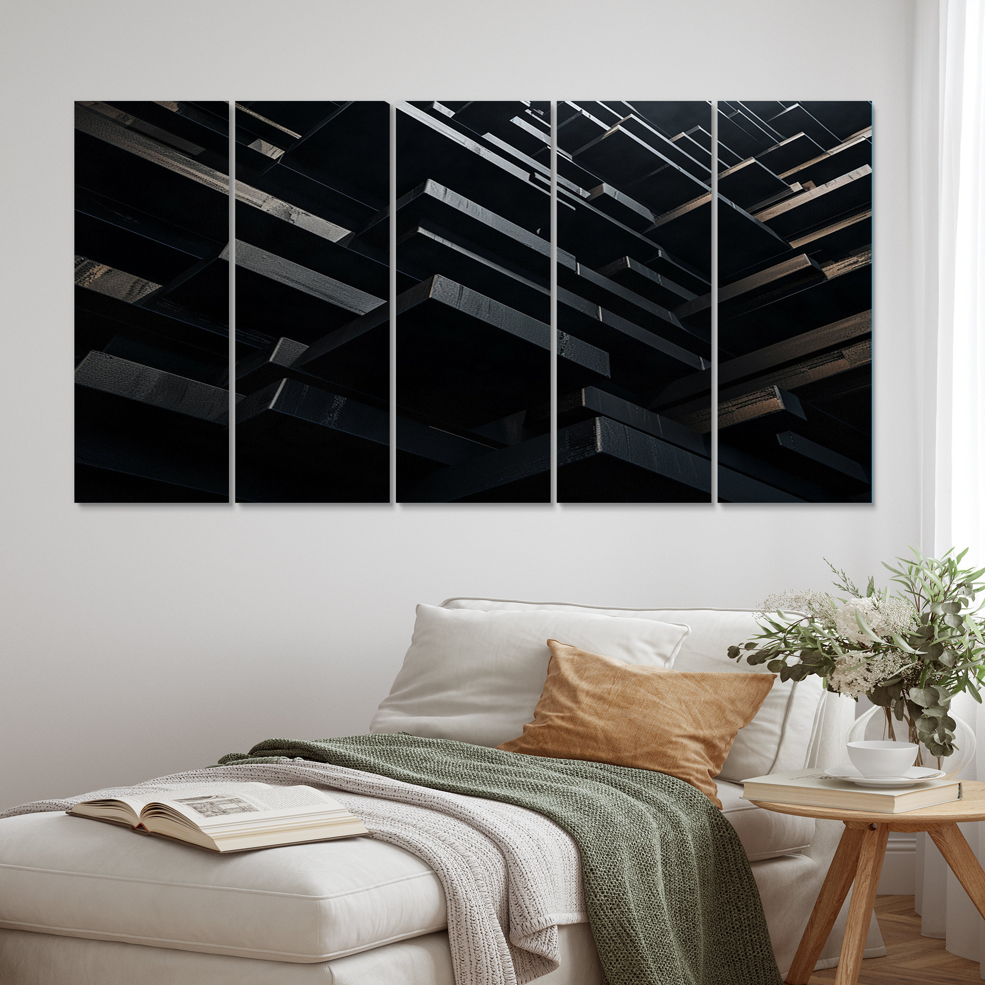 Latitude Run® 3D Black Brick Cube Dimensions II - Modern Geometric Wall ...