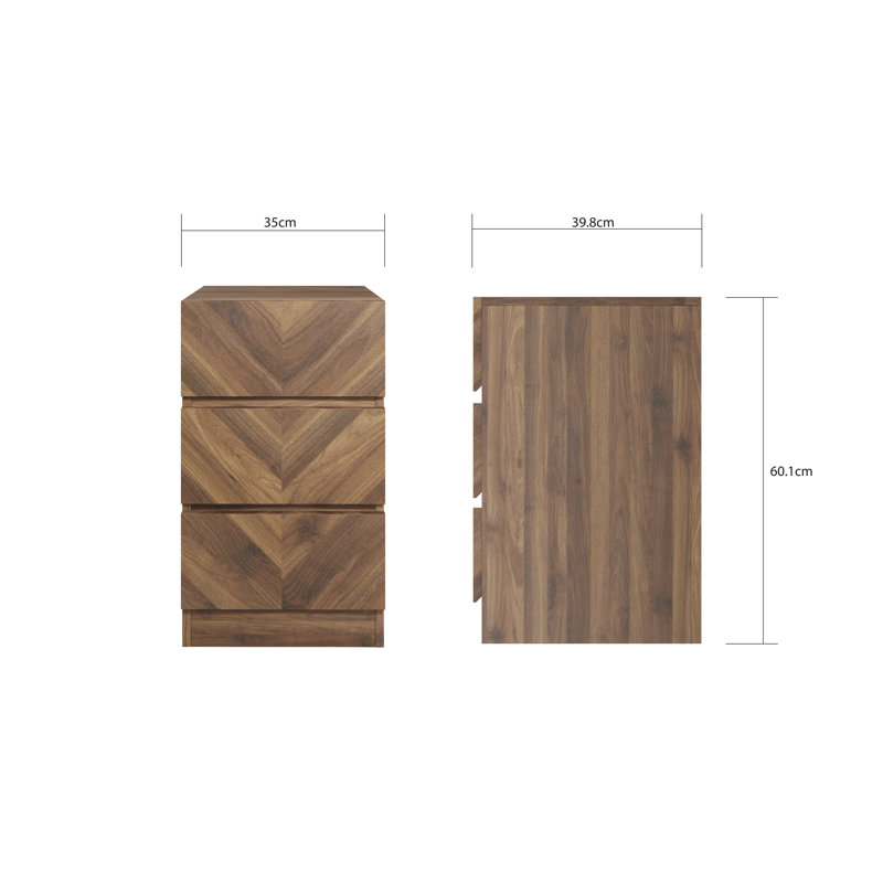 Alpen Home Kascha 3 Drawer Bedside Table & Reviews | Wayfair.co.uk