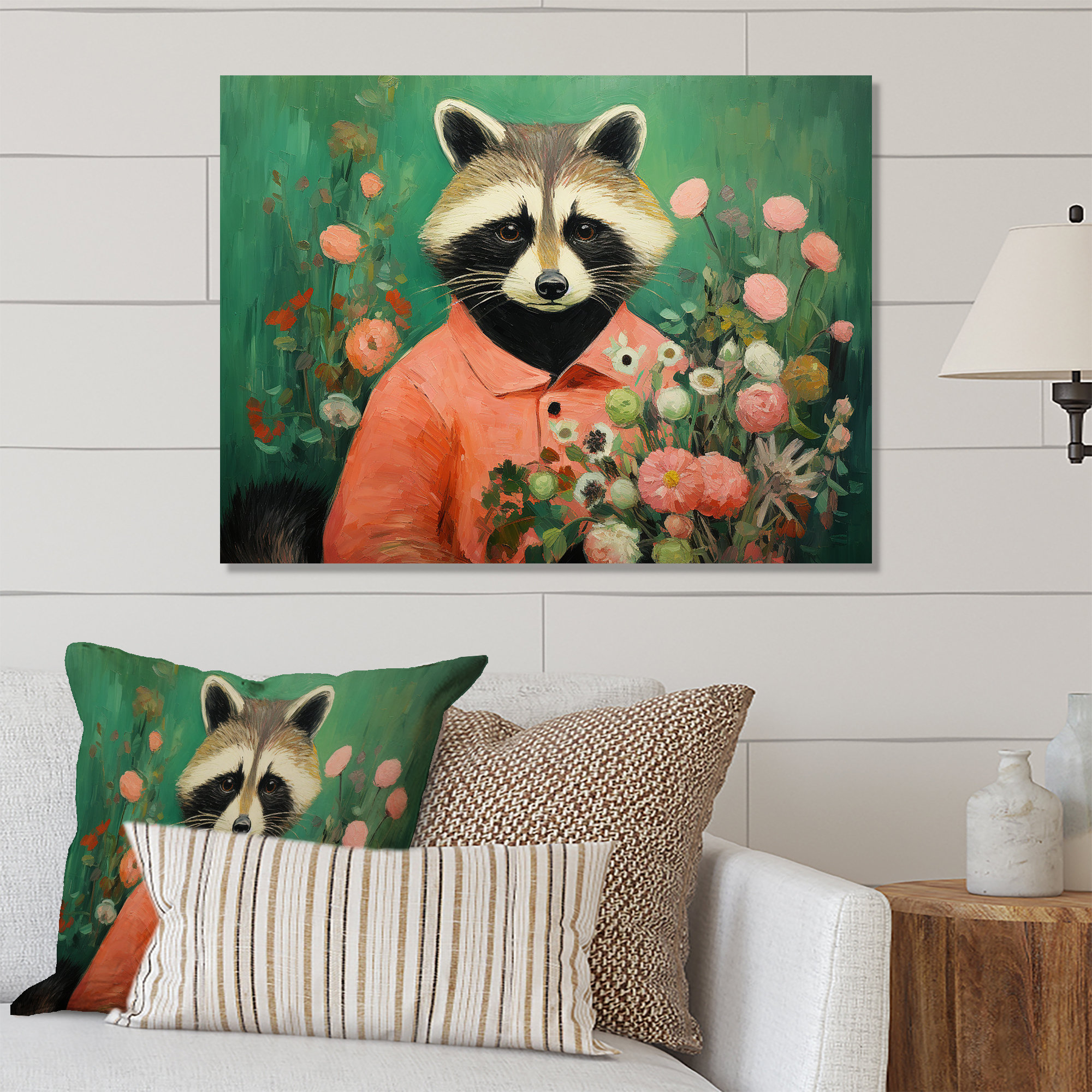 Trinx Raccoon In Suited Flower - Raccoon Animal Metal Wall Art | Wayfair