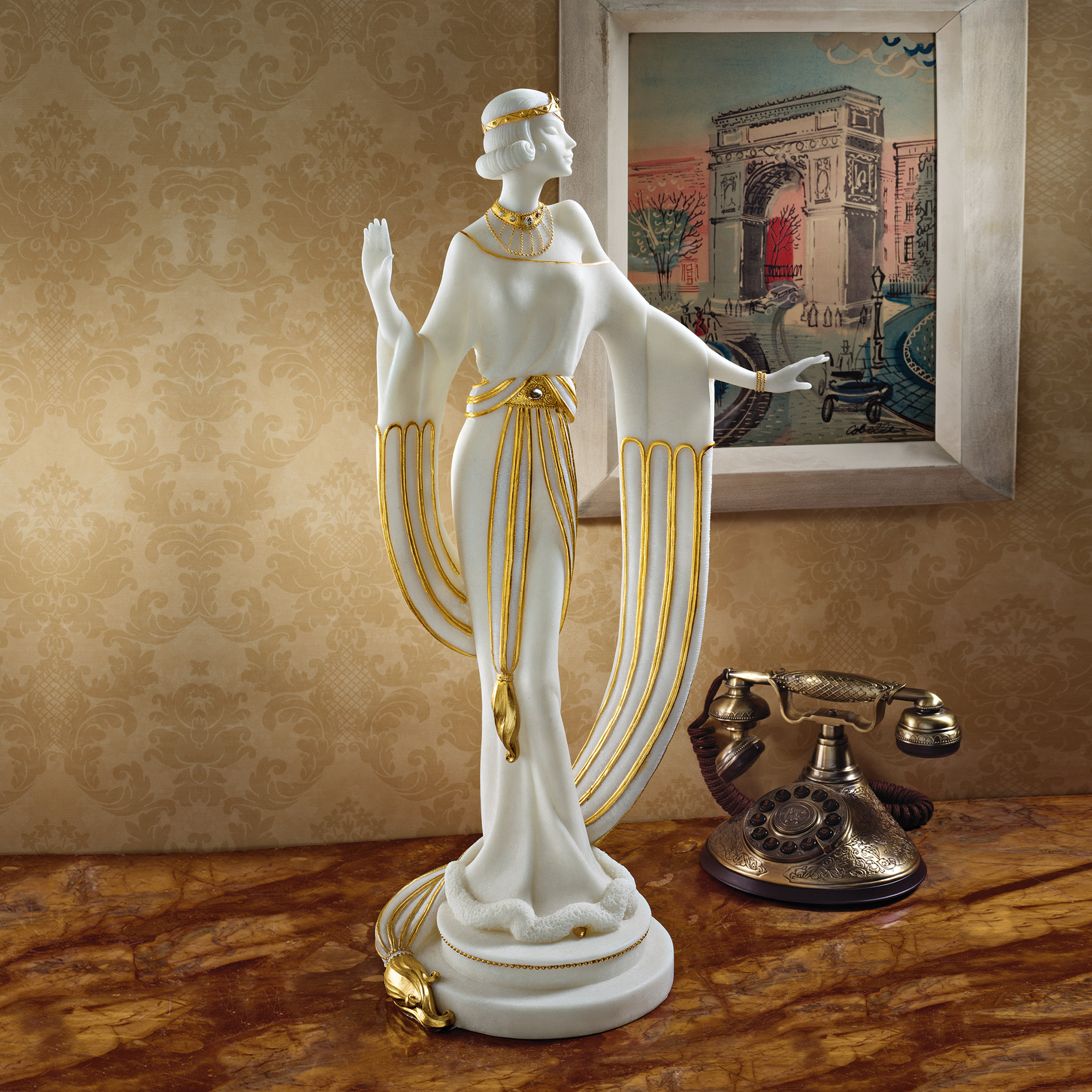 Design Toscano Draped in Gold Art Deco Dancer Figurine & Reviews | Wayfair