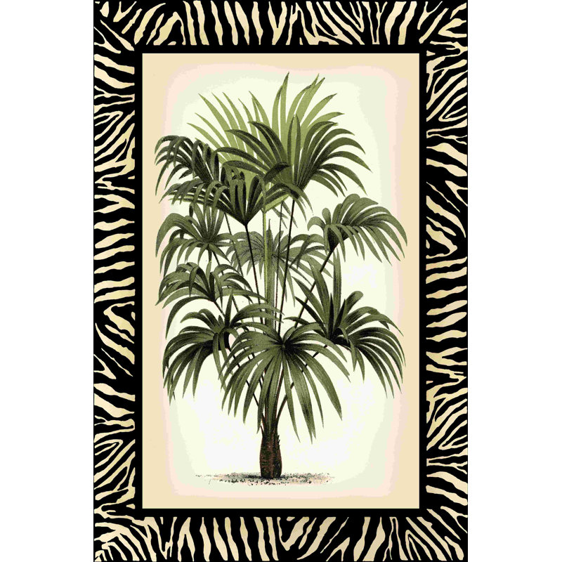 Bayou Breeze Small Palm In Zebra Border I (P) | Wayfair