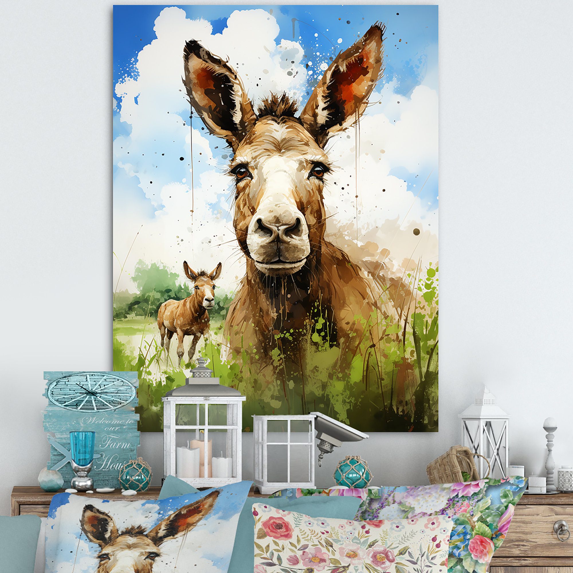 August Grove® Donkey Portrait Country Charm III - Donkey Wall Art | Wayfair