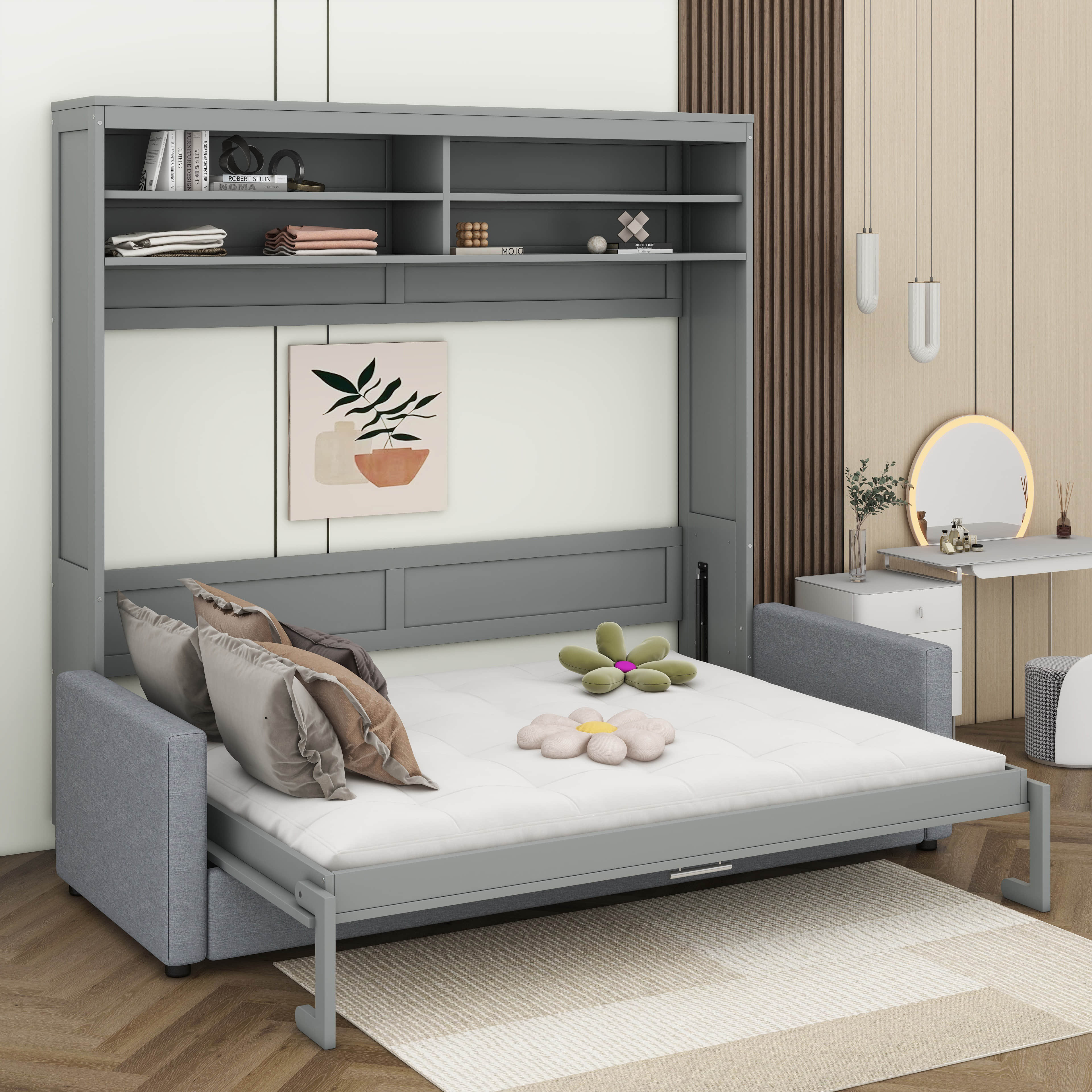 Red Barrel Studio® Queen-Sized Murphy Bed / Wall-Mounted Bed With ...