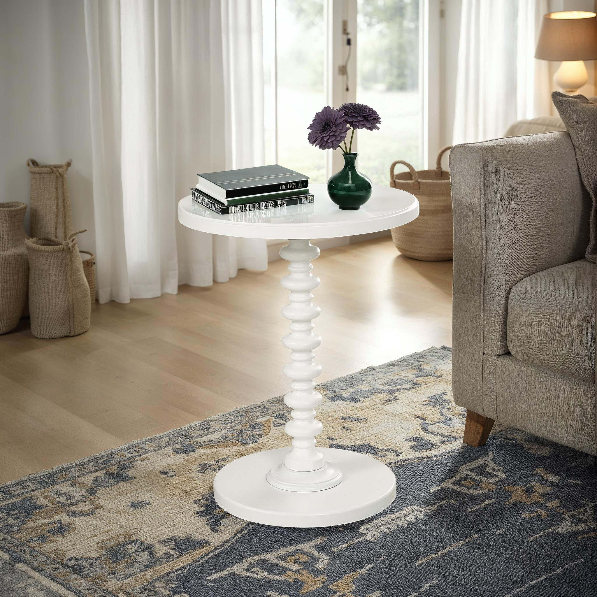 Charlton Home Round Wood Pedestal Accent Table End Table - Wayfair Canada