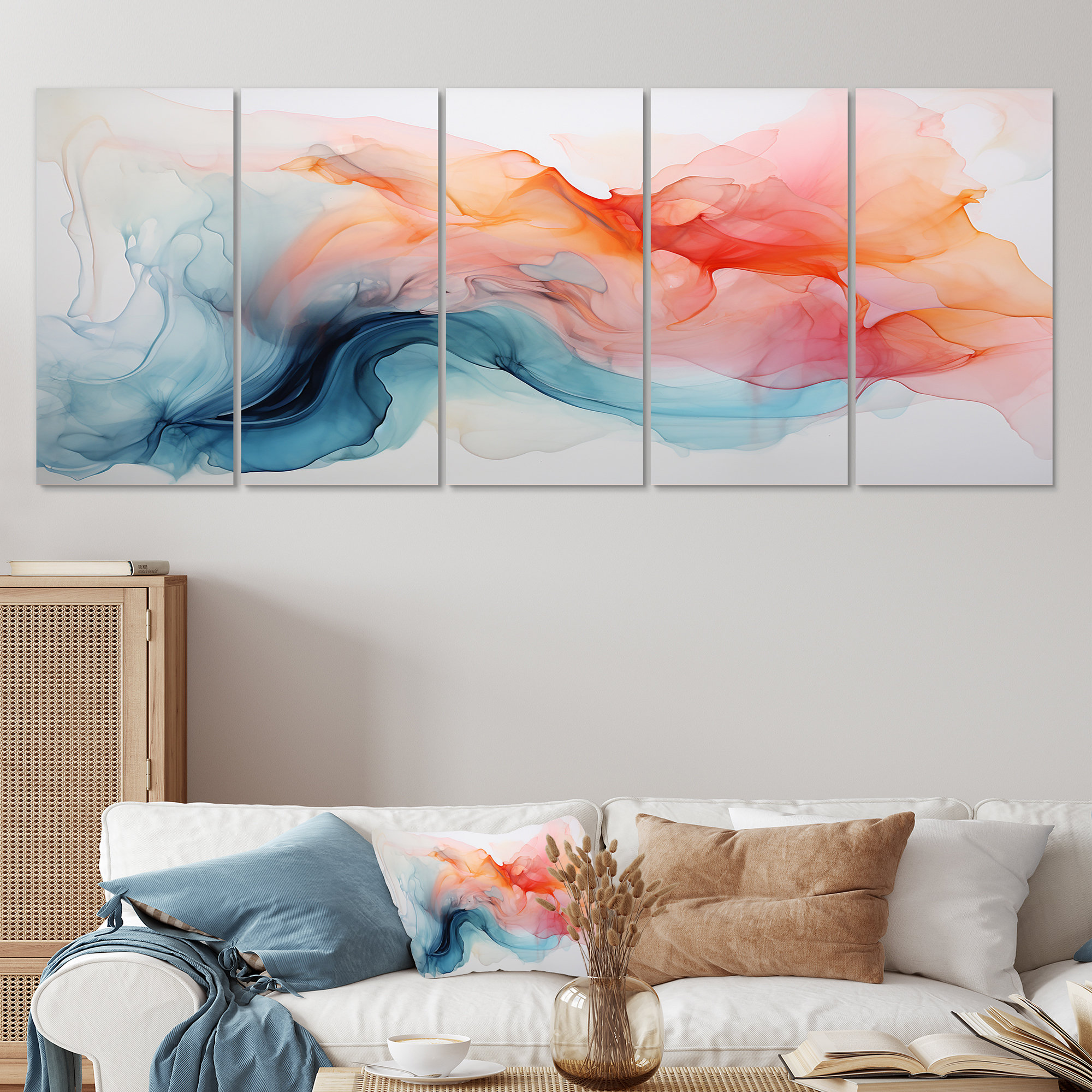 Design Art The Ocean Way To Peace - Liquid ink Abstract Wall Art Canvas ...