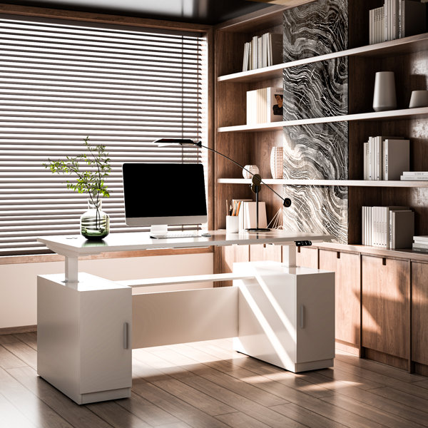 Inbox Zero Neeharika Height Adjustable Modern Executive Standing Desk ...