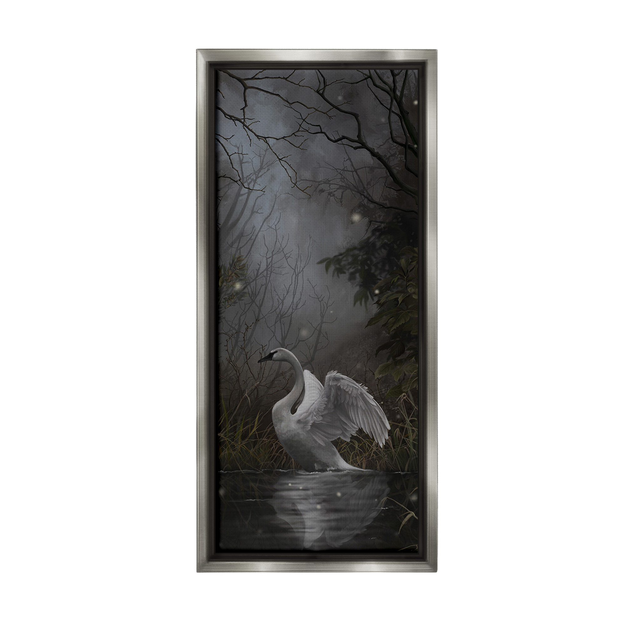 Winston Porter " Swan In Dark Night Pond Floater Frame " by Nene Thomas ...