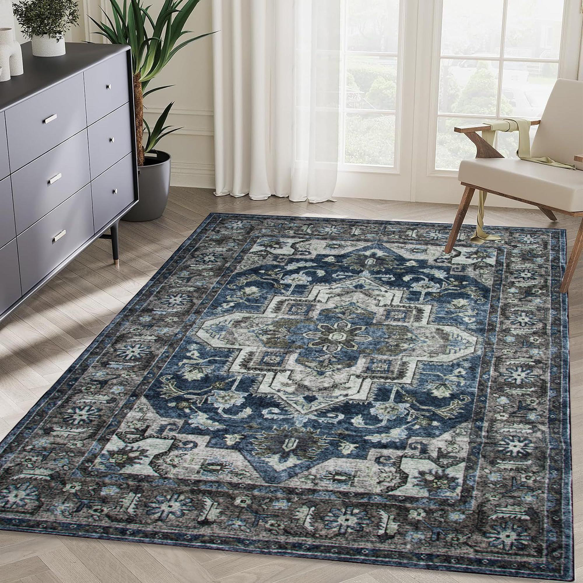 Bungalow Rose 5x7 Vintage Bohemian Persian Non-slip Washable Area Rug ...