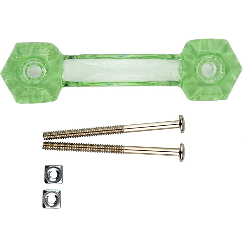 UNIQANTIQ HARDWARE SUPPLY Depression Era Hexagonal Clear Green Glass ...