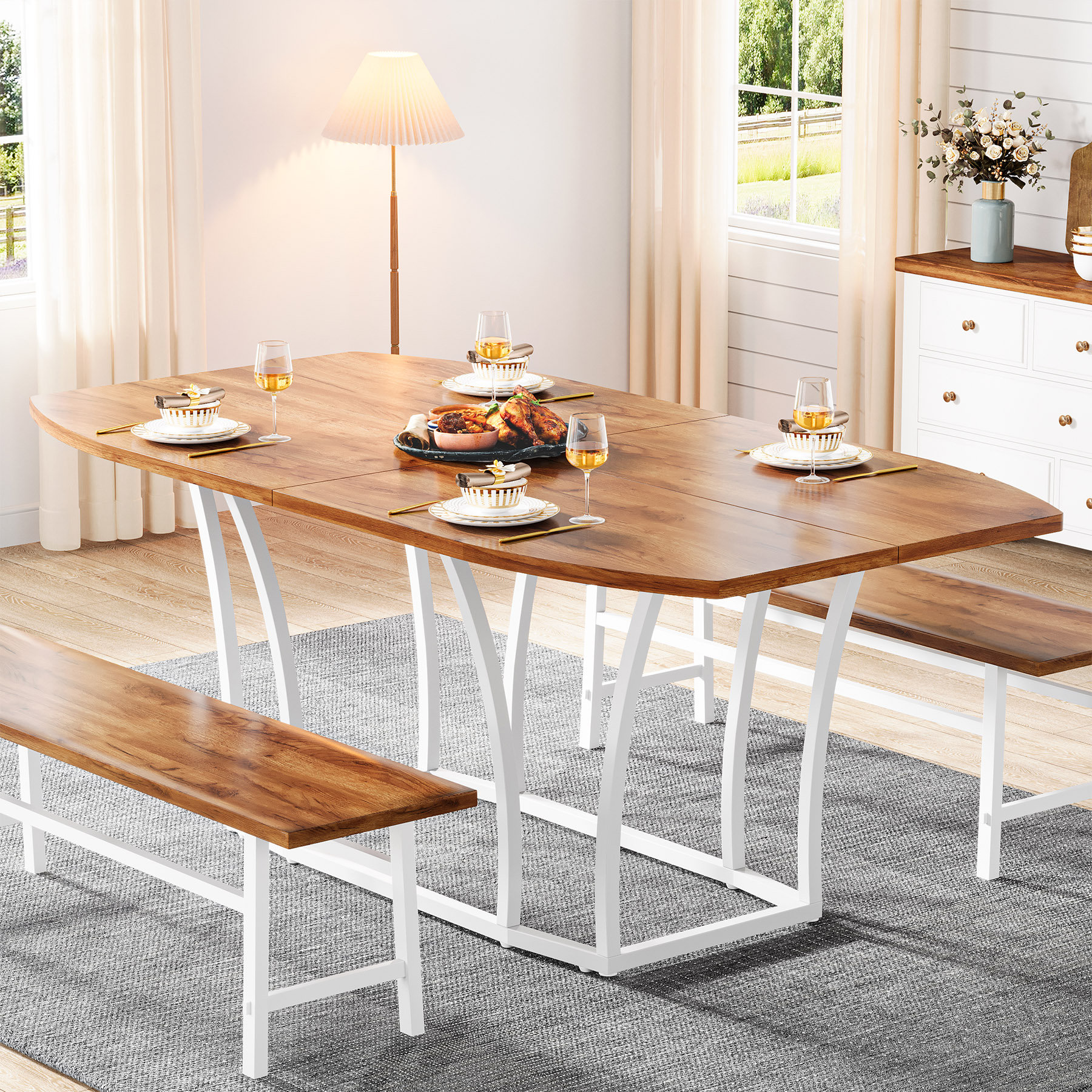Ebern Designs 71 Inch Farmhouse Dining Table | Wayfair