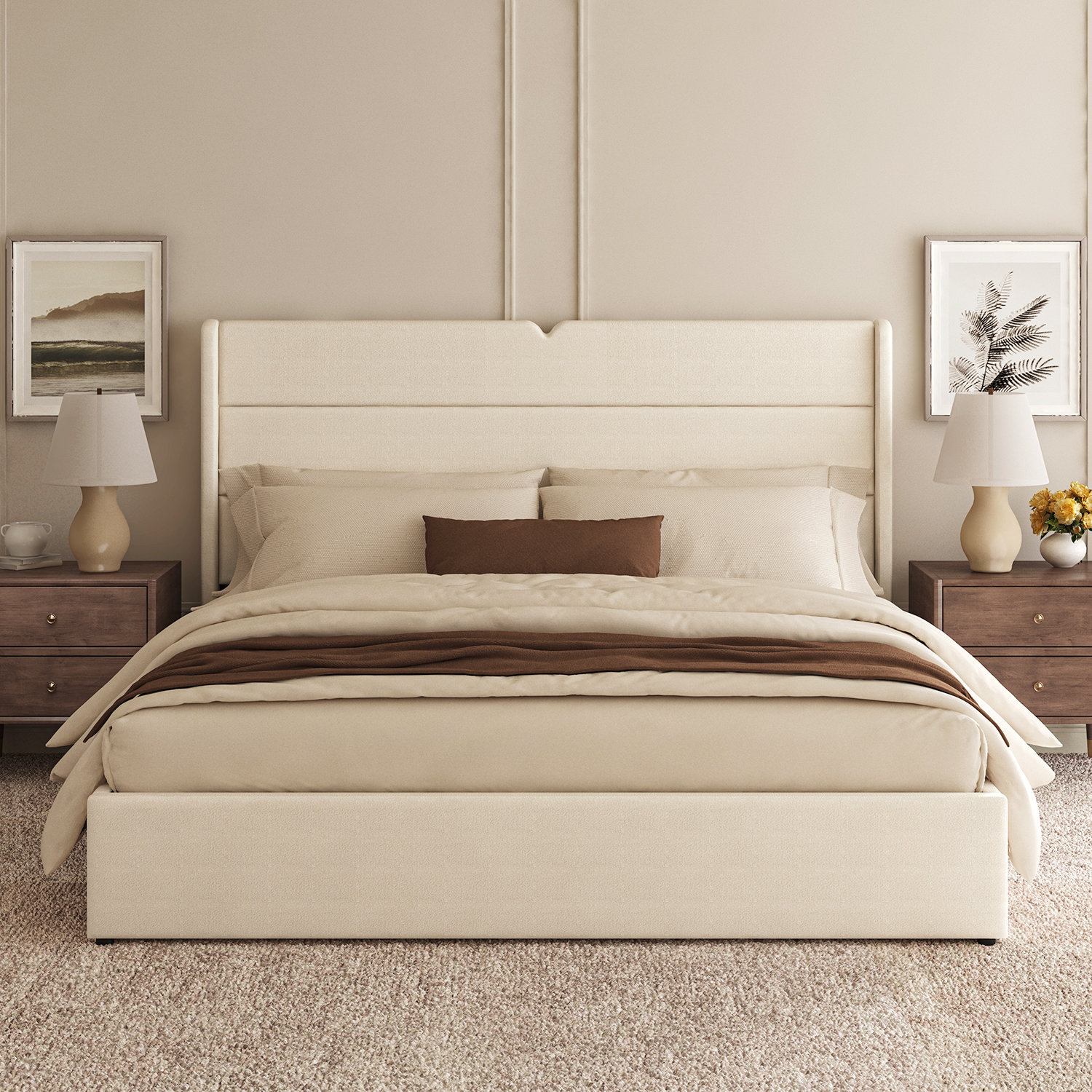 Ebern Designs Gurpaige Lift Up Storage Upholstered Platform Bed with 53 ...