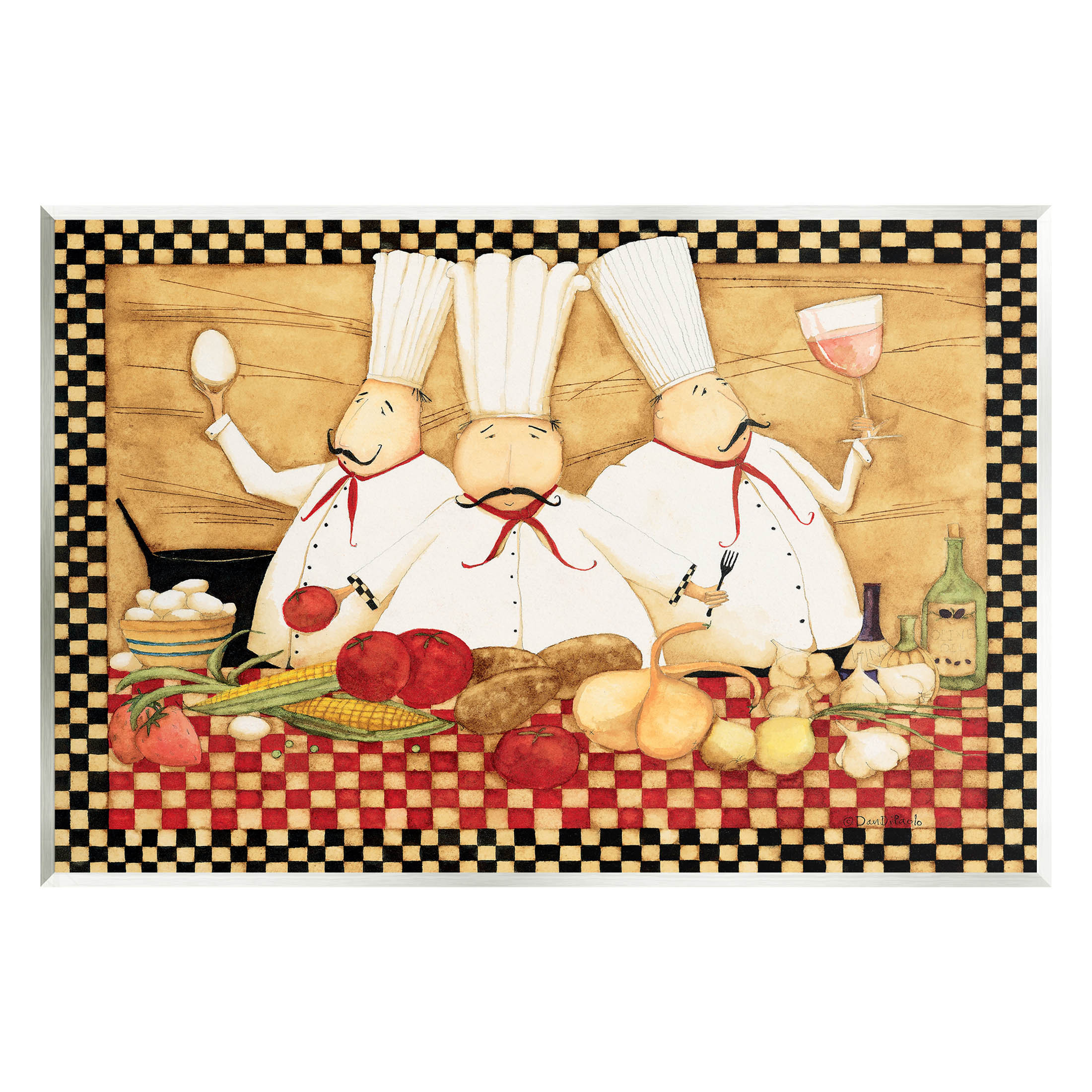 Stupell Industries Vintage Chefs Checkered Kitchen Canvas Wall Art By ...