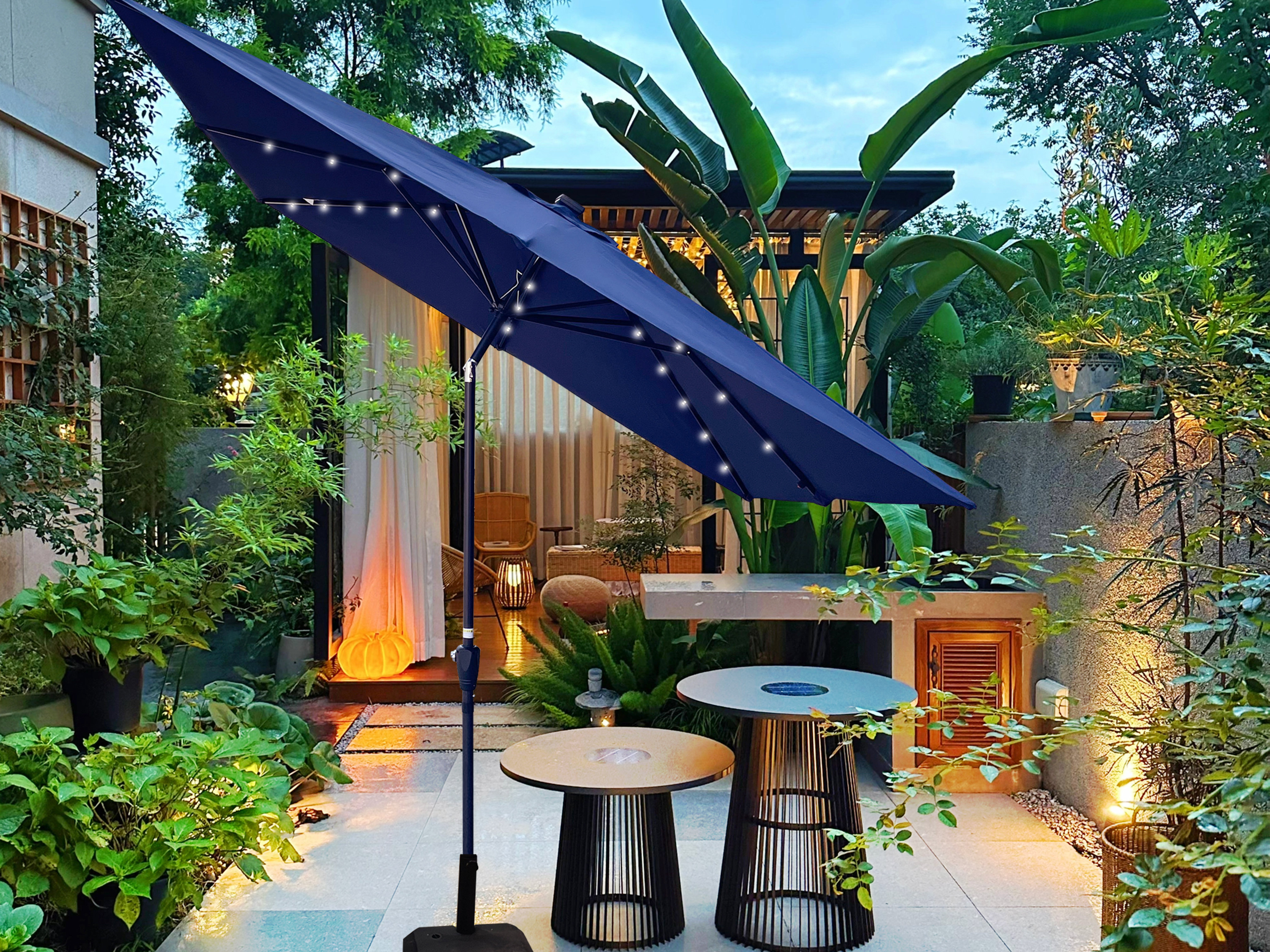 Arlmont & Co. 8.2X8.2Ft Square Solar Powered Led Lighted Patio Umbrella ...