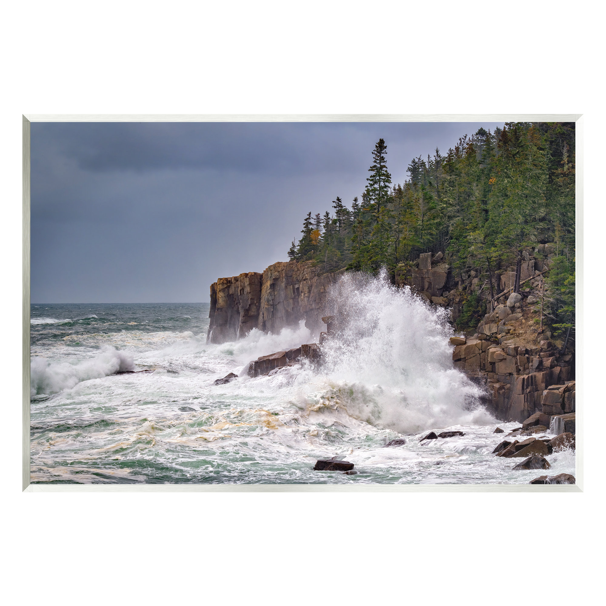 Stupell Industries Crashing Ocean Waves Cliff Wall Floater Canvas Wall ...