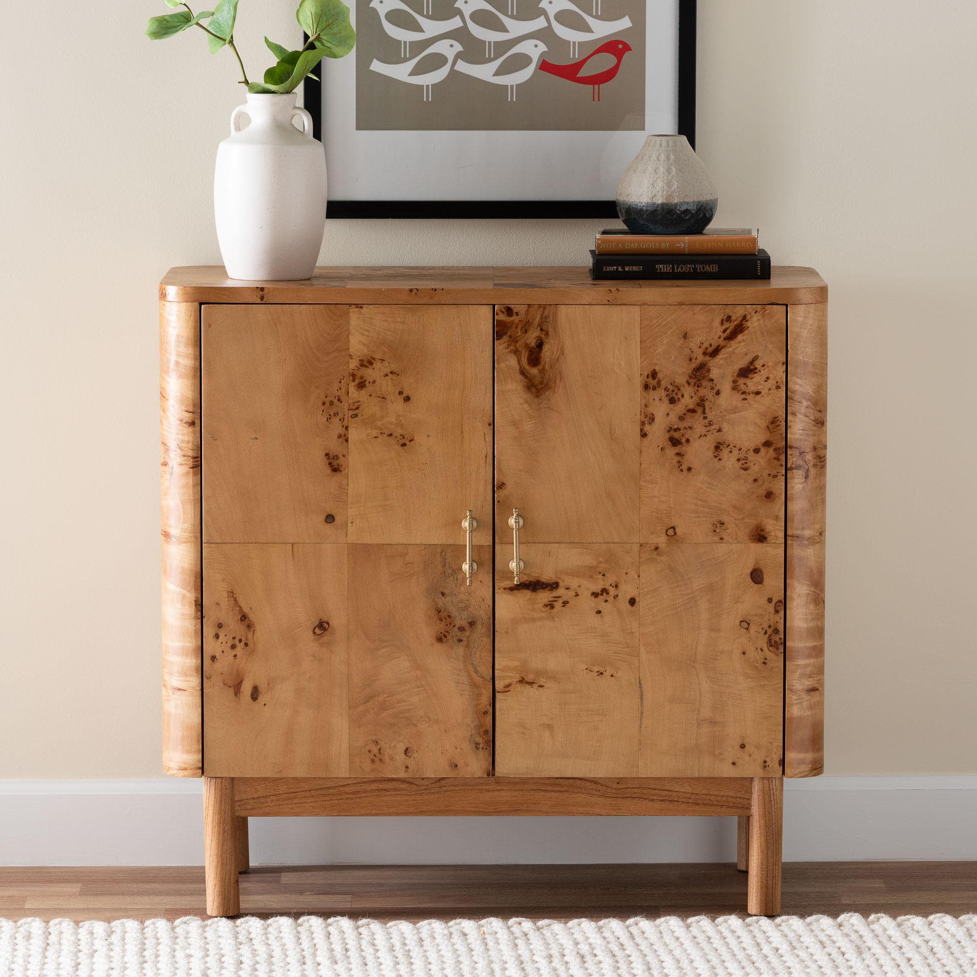 Millwood Pines Drostan Modern And Contemporary Natural Mappa Burl Wood ...