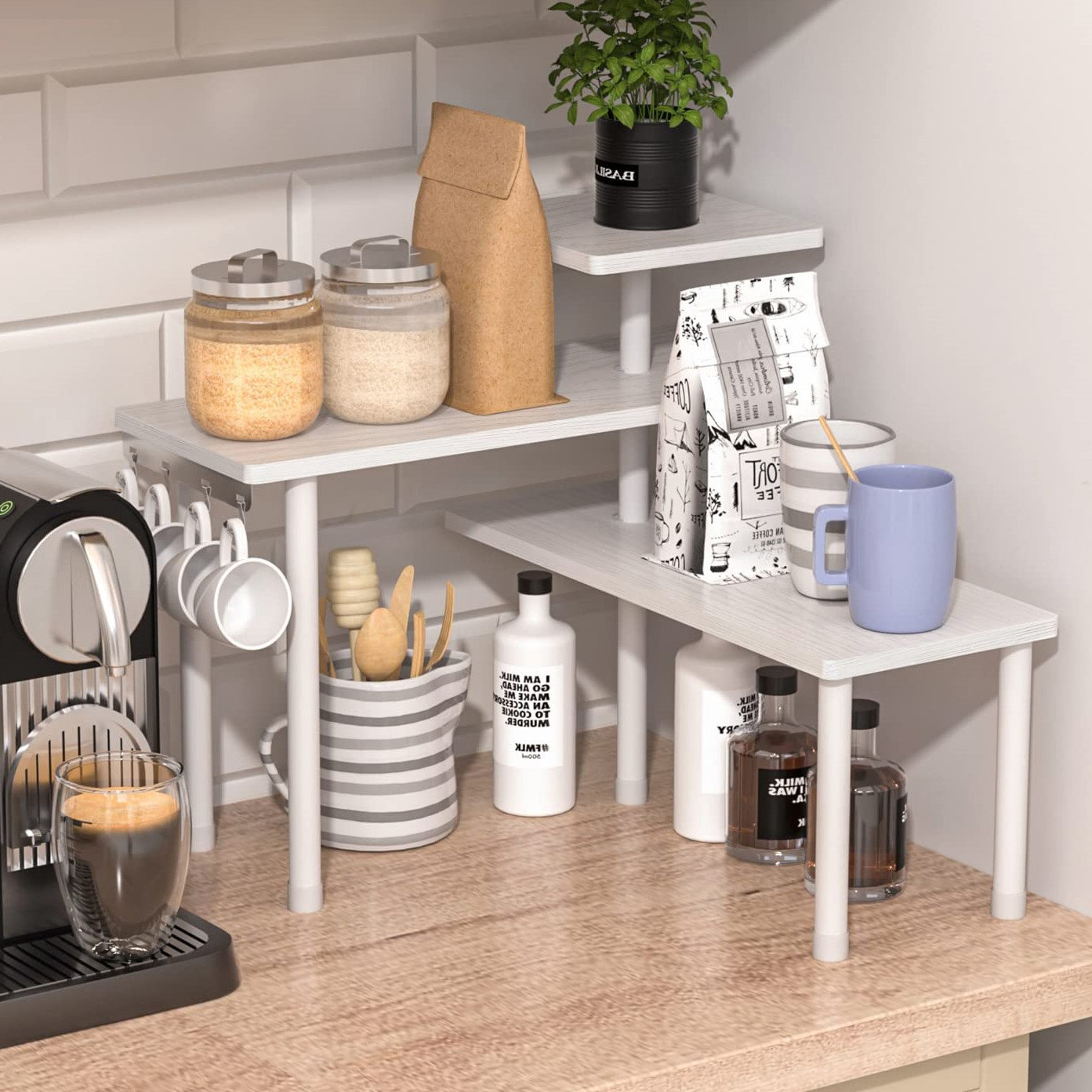 17 Stories Countertop Corner Shelf, 3 Tier Moveable Spice Racks for ...