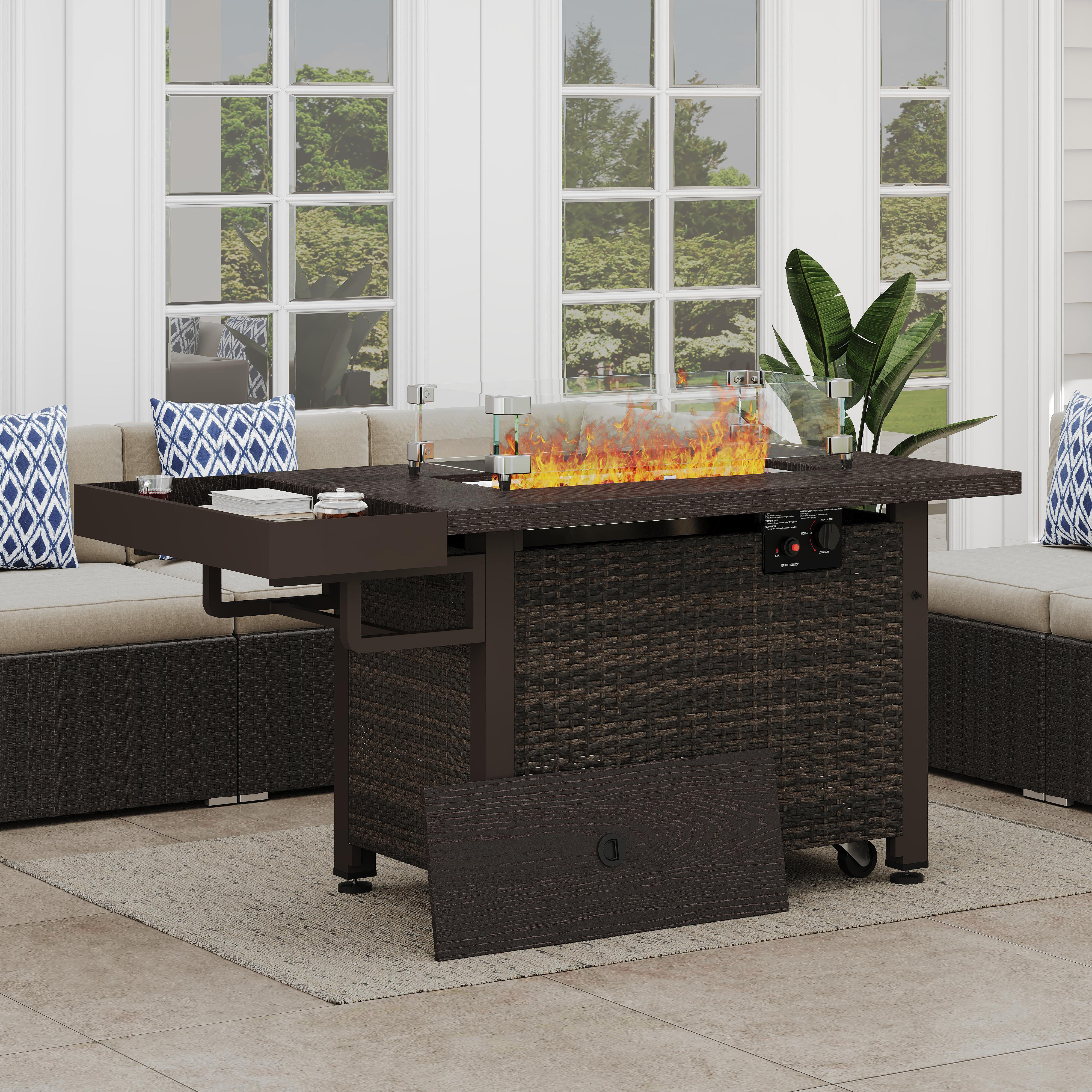 Sundale Outdoor 52 Inch Outdoor Fire Pit Table, 50000 Btu Propane Fire ...