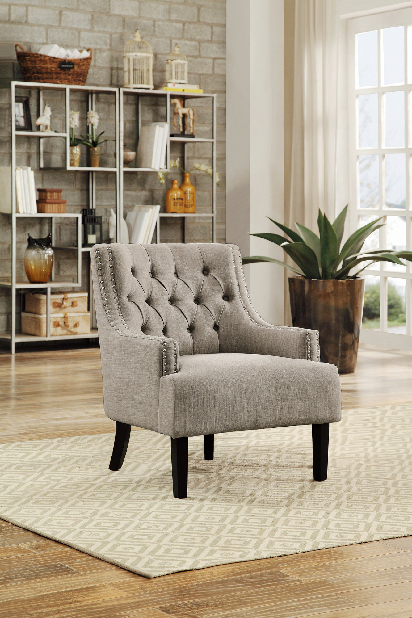 Red Barrel Studio Accent Chair, Modern Traditional Accent Chair, Button ...