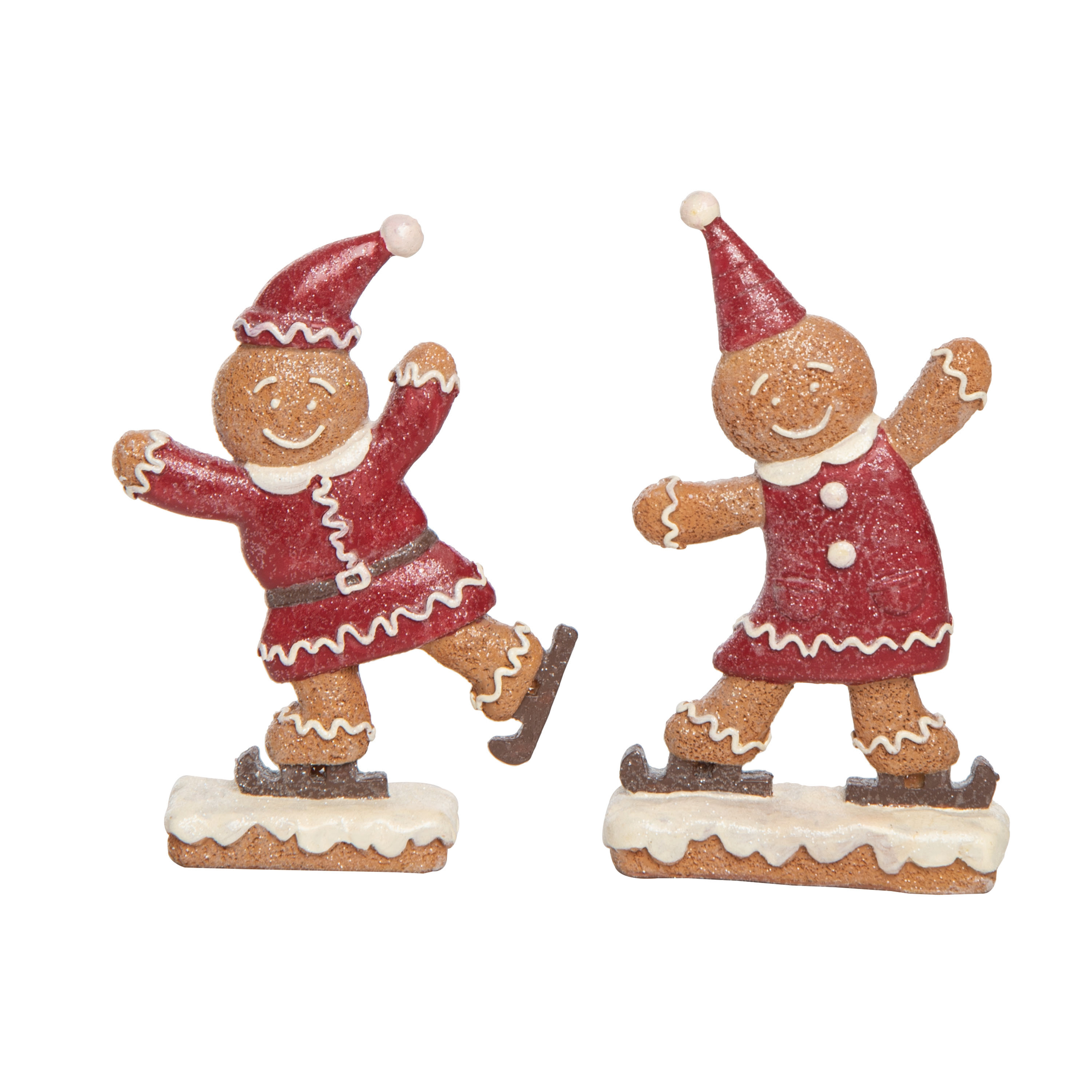 The Holiday Aisle® Resin Ice Skating Gingerbread Decor Set of 2 ...