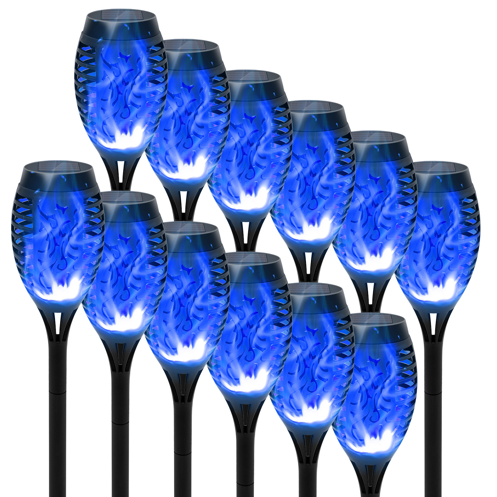 Dovecove Solar Lights Outdoor Blue Solar Torch Flame Lights for Garden ...