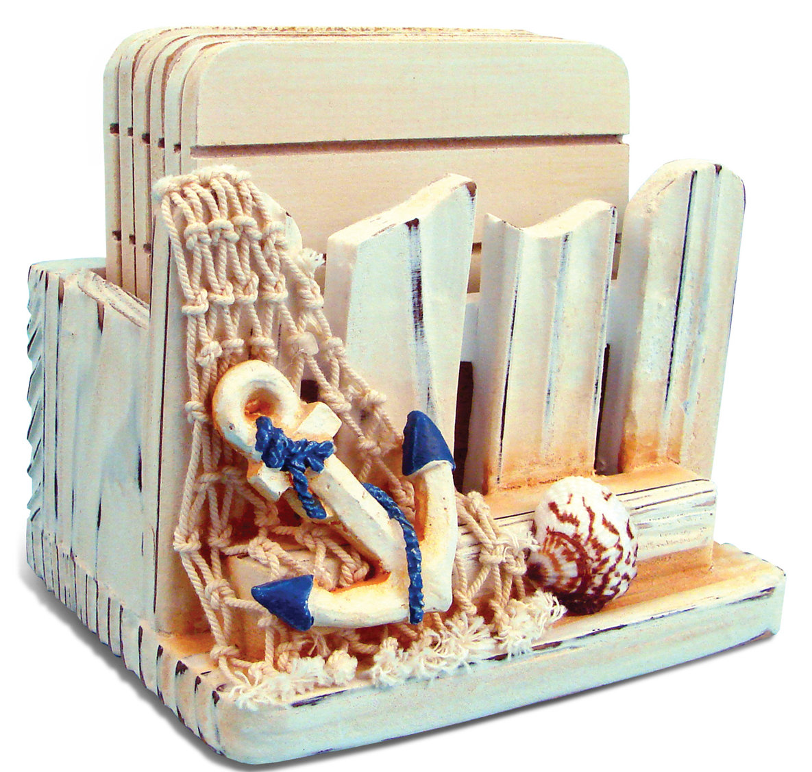 Breakwater Bay Nautical Coaster Set with Holder | Wayfair
