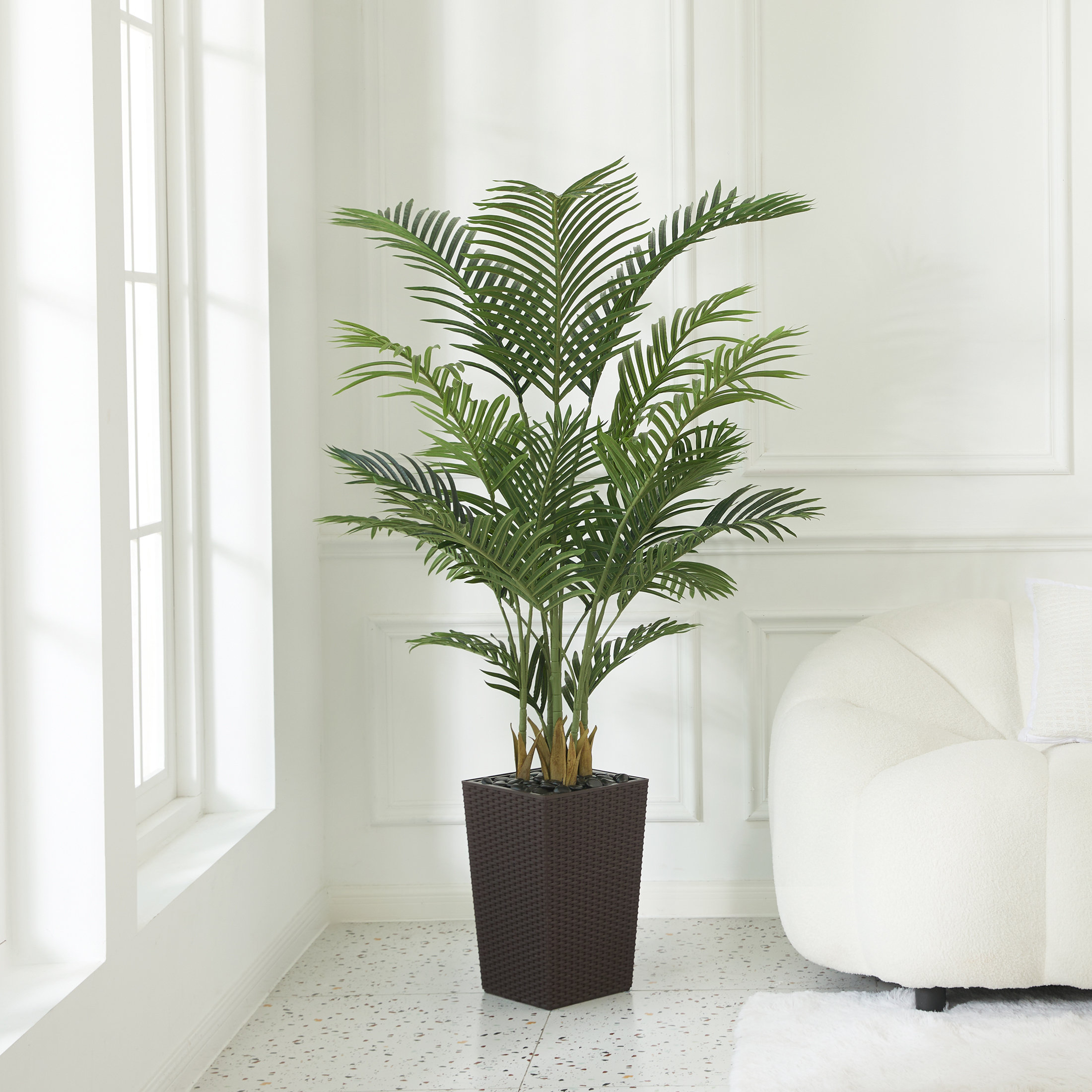 Primrue Adcock UV Resistant Artificial Palm Tree, Faux Palm Tree with ...