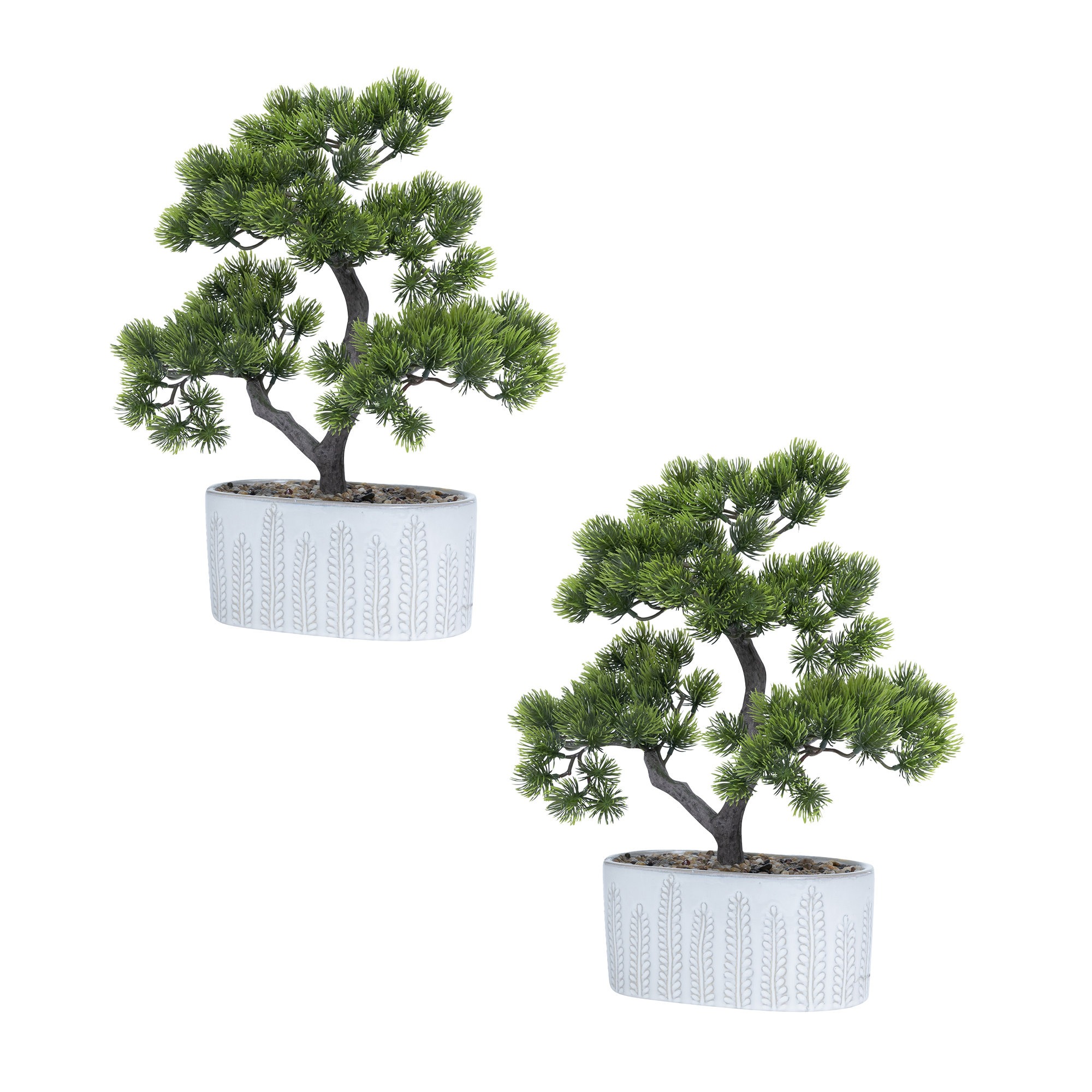 Primrue 2-pack 14” Faux Bonsai Trees With Real Touch Leaves, In A ...