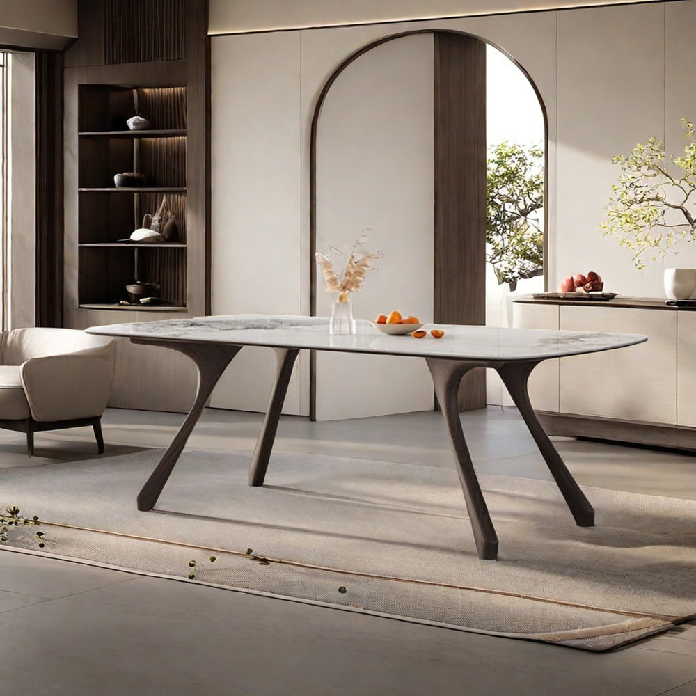 MRzenghong Solid wood sintered stone dining table | Wayfair