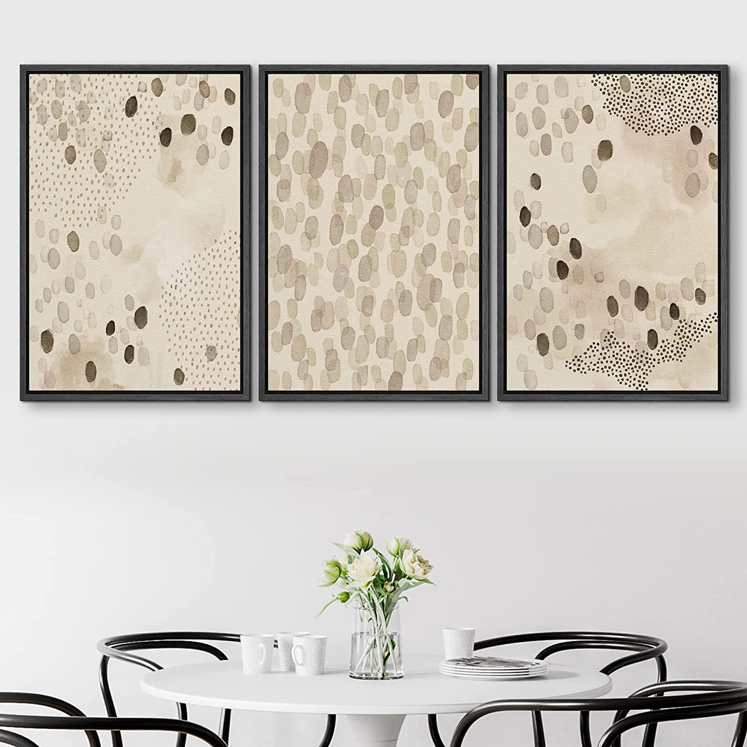 SIGNLEADER Framed Canvas Print Wall Art Set Minimalist Pastel Paint Dot ...