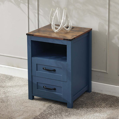 metal bedside table blue