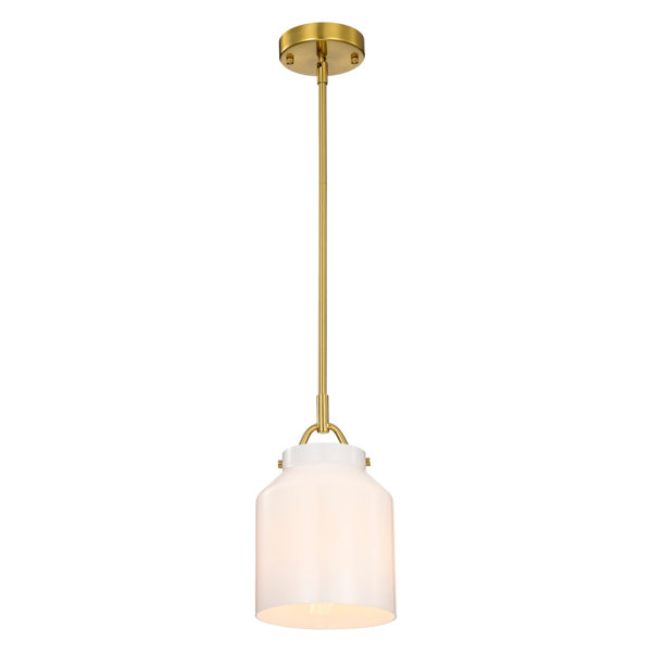 Ebern Designs Magno Brass Pendant Light With Frosted Glass Lantern ...