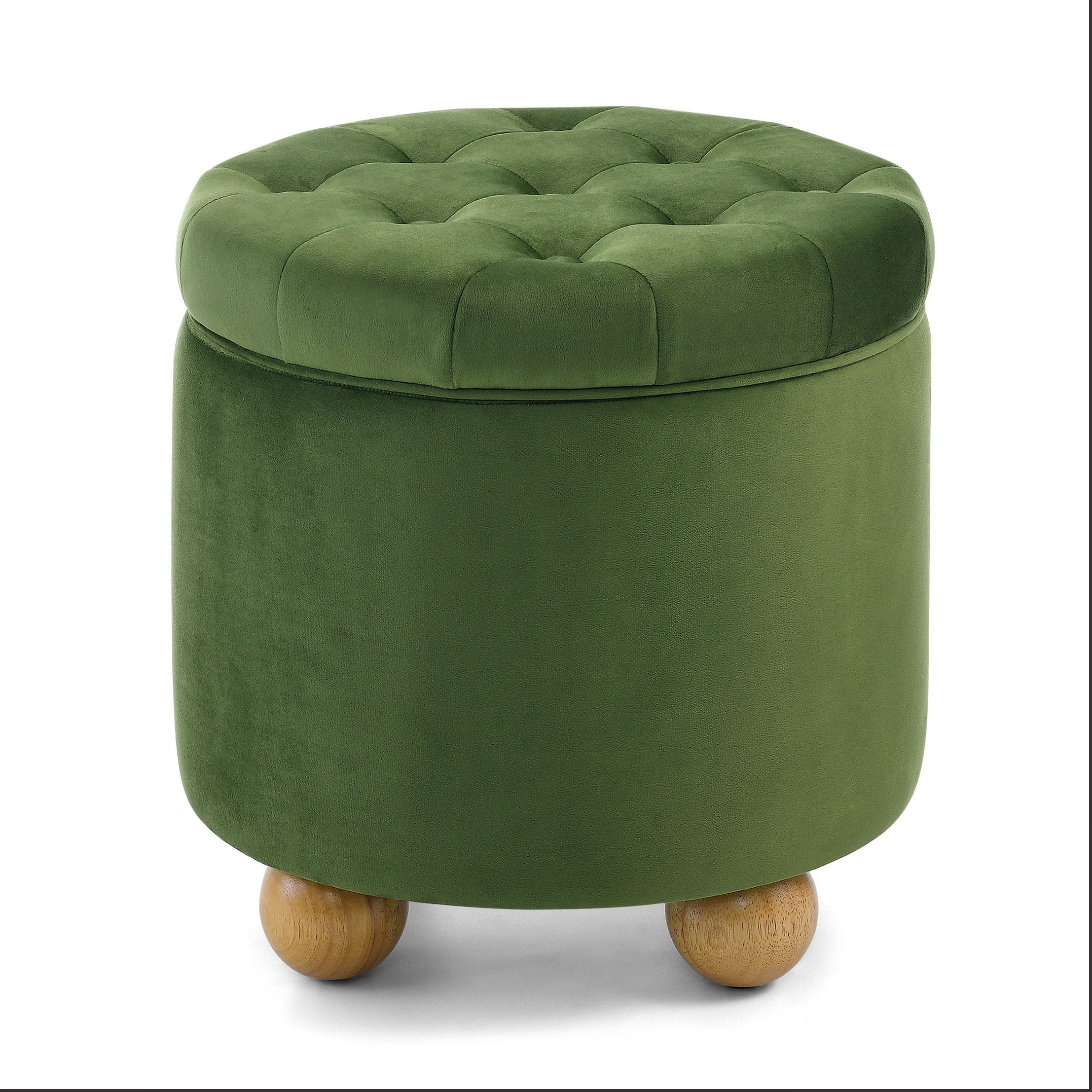 Mercer41 Round Storage Ottoman Multi-Functional Round Button Tufted ...